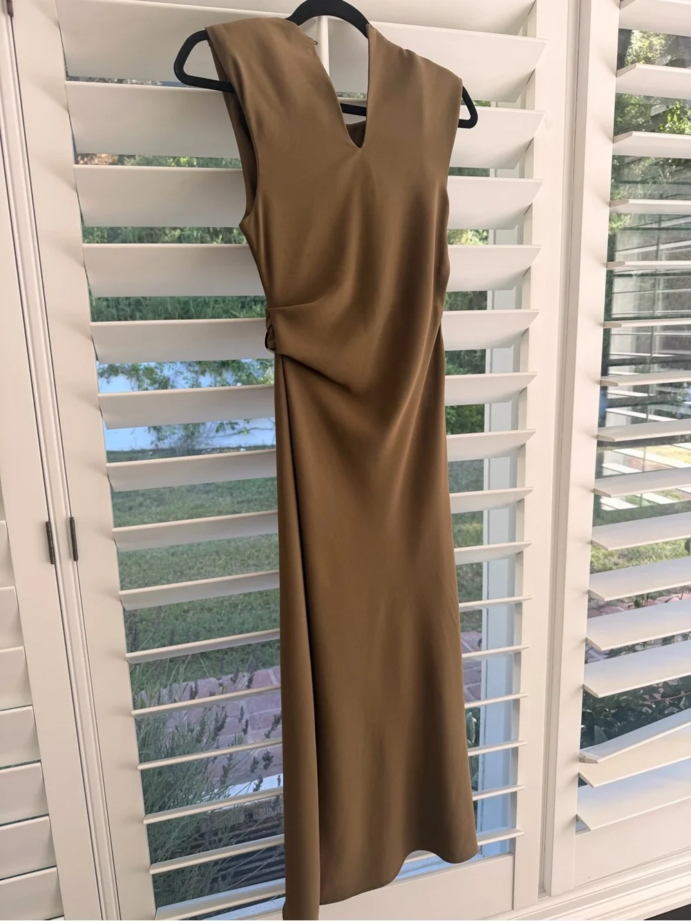 Zara | Dresses | Zara Olive Midi Dress With Gold Buckle | Poshmark